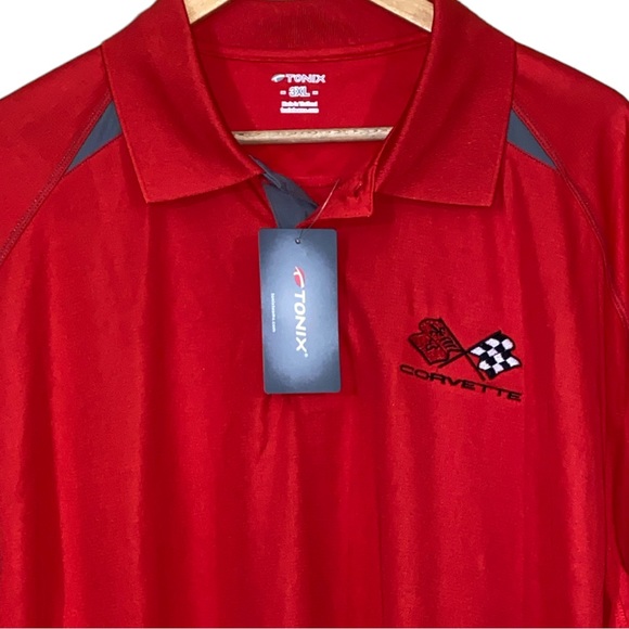 Tonix | Shirts | Tonix Corvette Mens Red Polo Shirt Golf Racing Chevy ...
